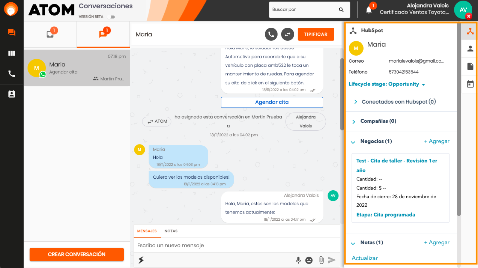 Atomchat | Integración con WhatsApp HubSpot Integration | Connect Them Today